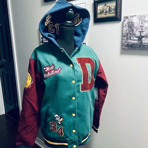 Disney | Jackets & Coats | Donald Duck Letterman Hooded Jacket For ...